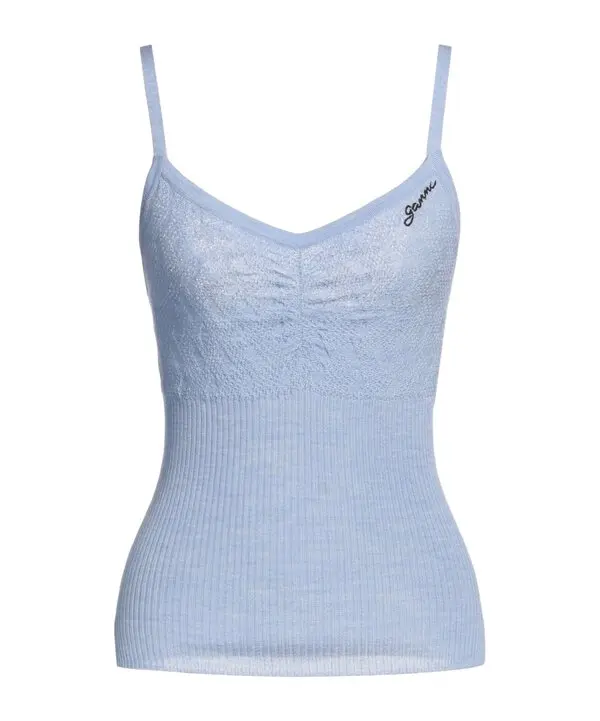 GANNI Lightweight Knitted Sleeveless Top - Blue