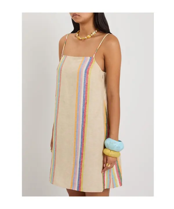 Staud Striped Linen Mini Dress