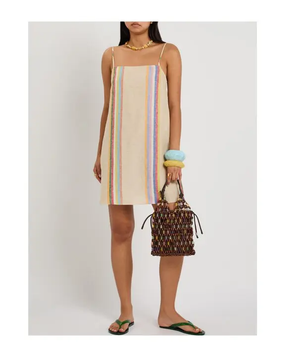 Staud Striped Linen Mini Dress
