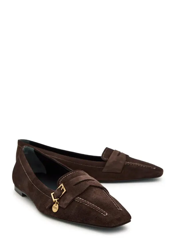 TOD'S Suede Loafers With Buckle Detail