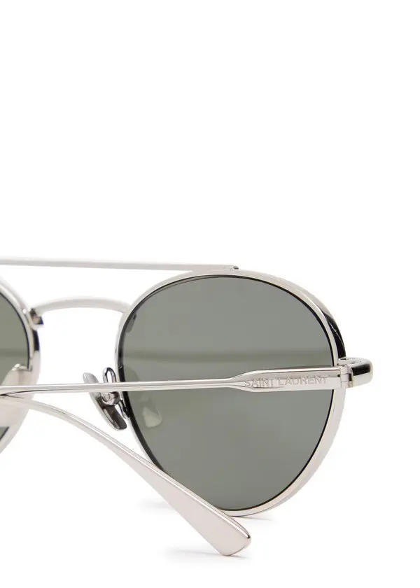 Saint Laurent Round Frame Metal Sunglasses