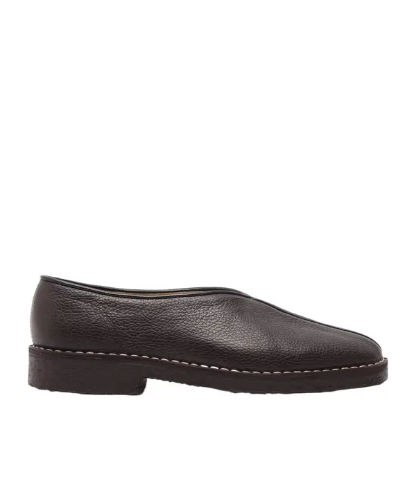 LEMAIRE Piped Grained Leather Slipper Flats