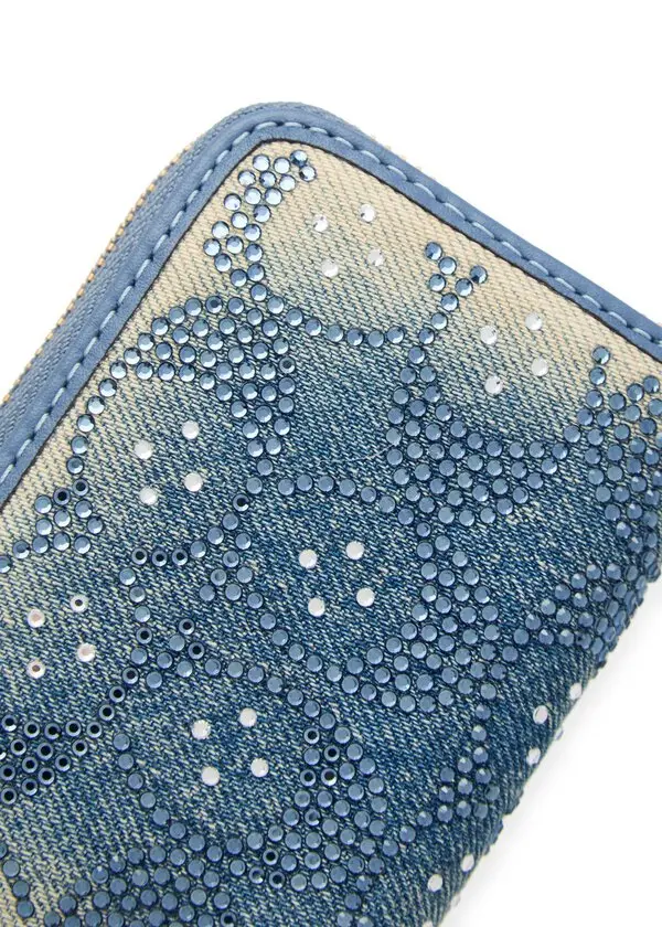 COACH Embellished Denim And Leather Wallet