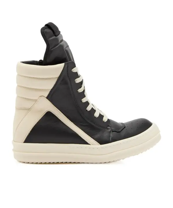 Rick Owens Geobasket Panelled Leather High Top Sneakers - Nude