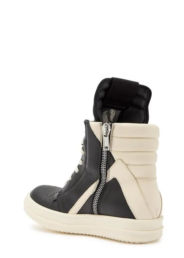 Rick Owens Geobasket Panelled Leather High Top Sneakers
