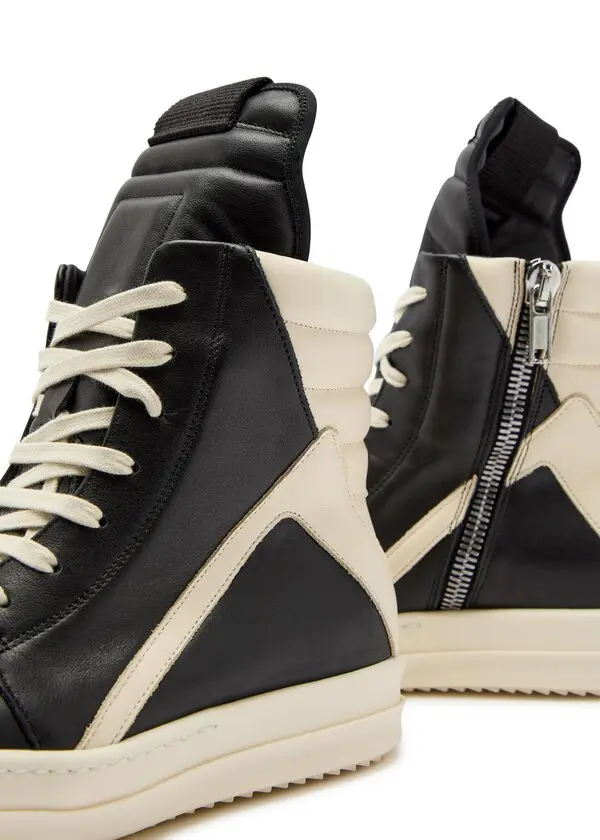 Rick Owens Geobasket Panelled Leather High Top Sneakers
