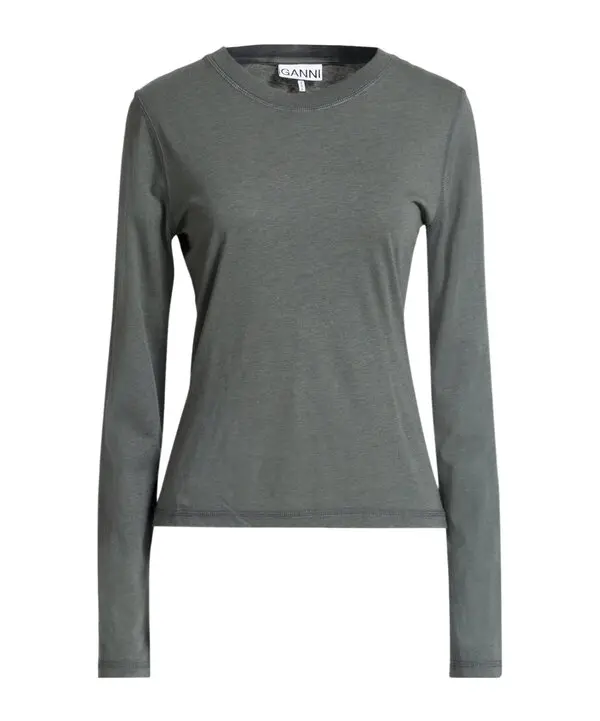 GANNI Long Sleeve T-shirt With Crystal Embellished Logo