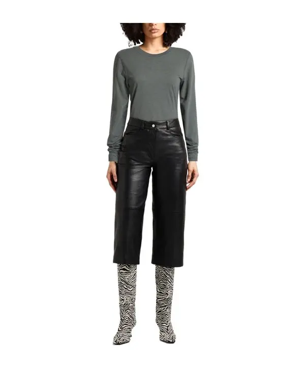 GANNI Long Sleeve T-shirt With Crystal Embellished Logo