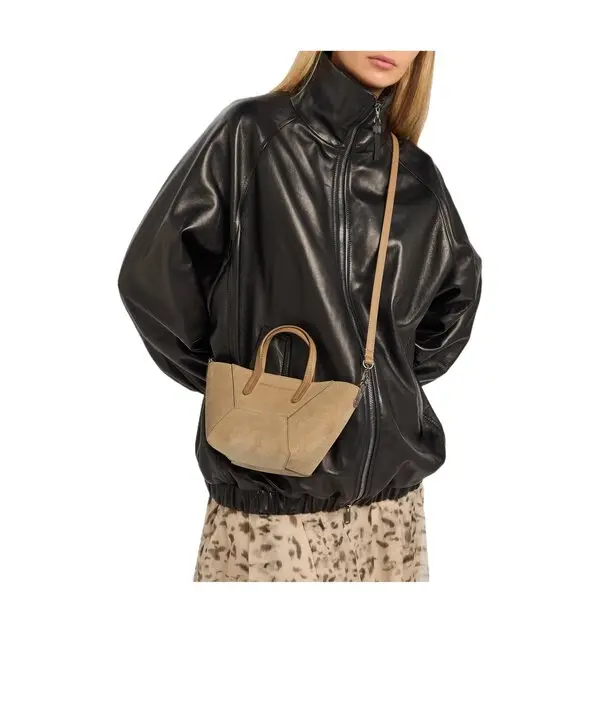 Brunello Cucinelli Suede Bead Embellished Mini Tote - Khaki