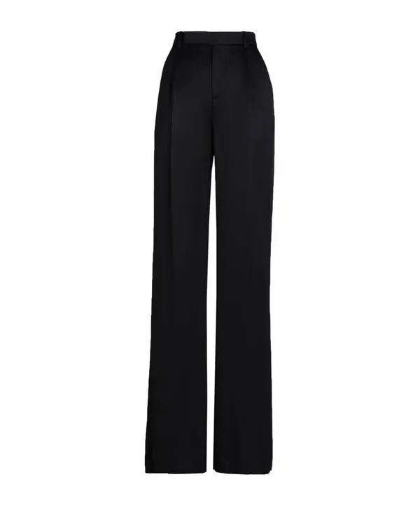 Saint Laurent Solid Color Satin Trousers