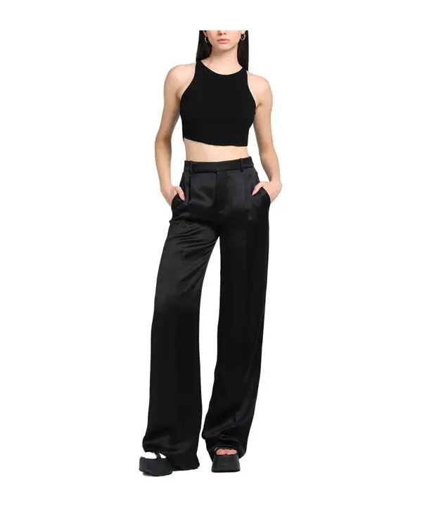 Saint Laurent Solid Color Satin Trousers