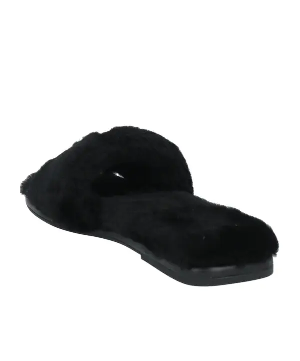 Tory Burch Shearling Lined Leather Slippers - Black
