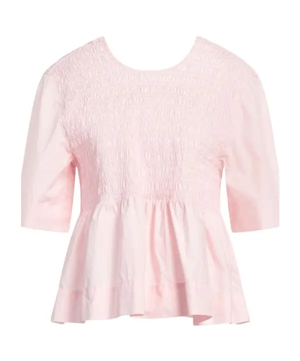 GANNI Peplum Top With Gathered Detail - Pink