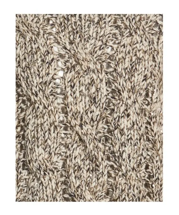 Brunello Cucinelli Grey Turtleneck Long Sleeve Sweater With Sequins