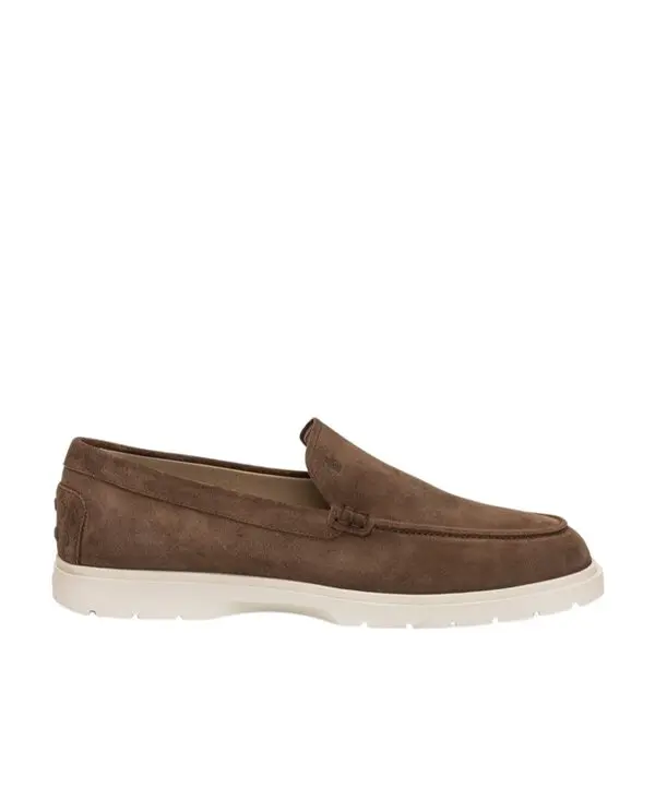 TOD'S Suede Loafers With Embossed Logo Detail