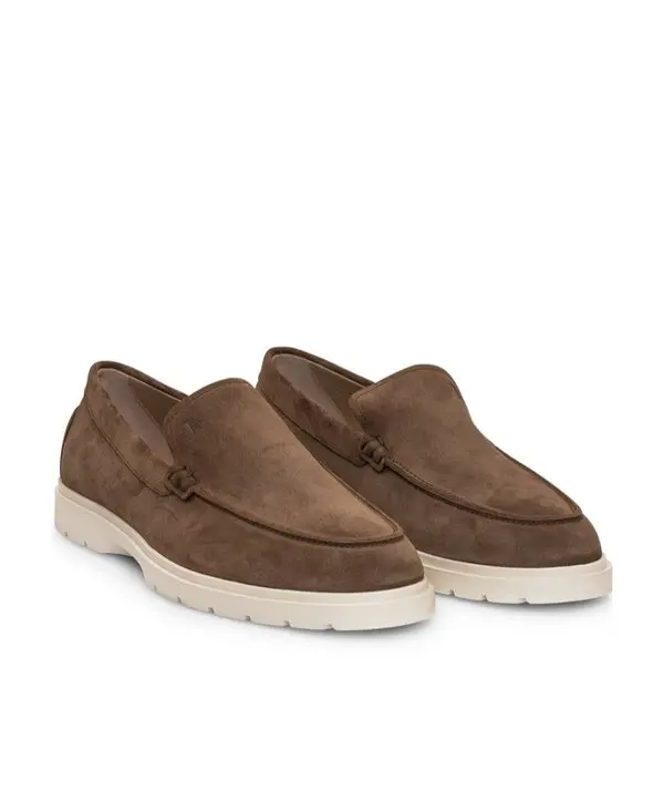 TOD'S Suede Loafers With Embossed Logo Detail