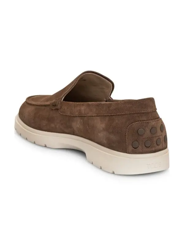 TOD'S Suede Loafers With Embossed Logo Detail