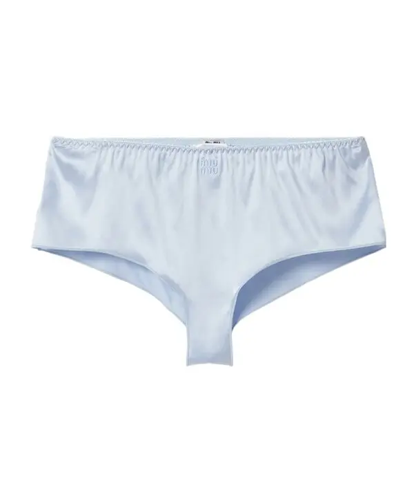 Miu Miu Logo Embroidered Satin Panty