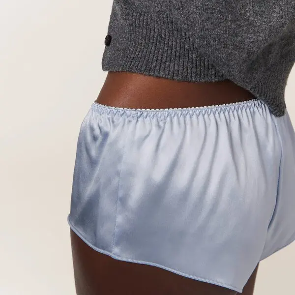 Miu Miu Logo Embroidered Satin Panty