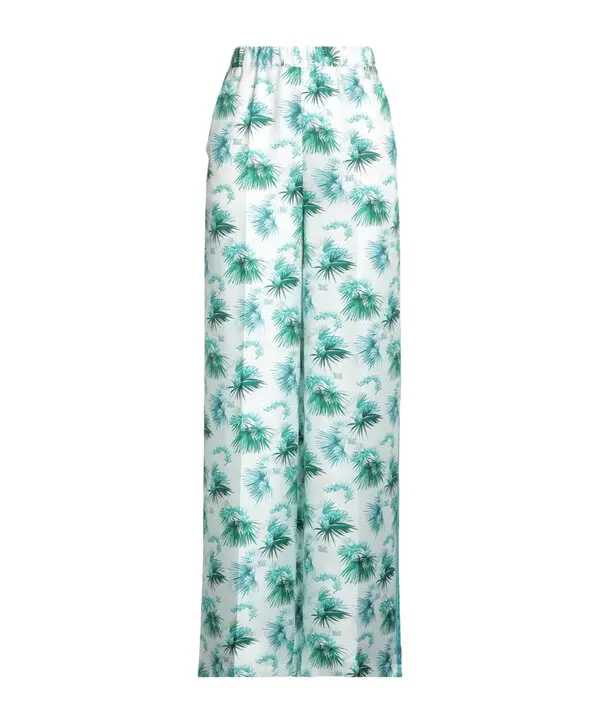 Max Mara Floral Print Satin Wide Leg Trousers
