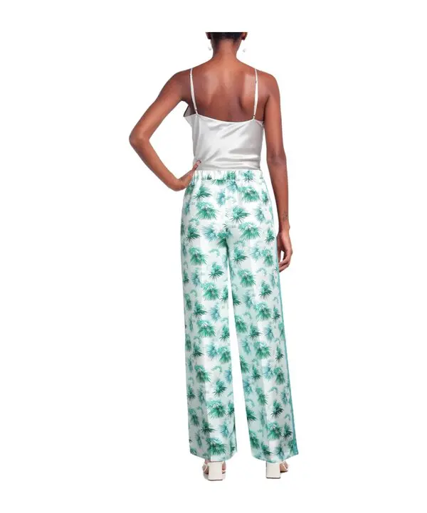 Max Mara Floral Print Satin Wide Leg Trousers