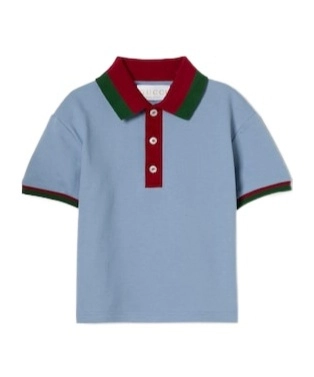 Gucci Baby Cotton Polo Shirt With Web Detail