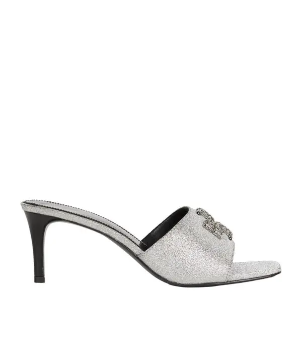 Tory Burch Sequin Embellished Stiletto Heel Slide Sandals - Gray