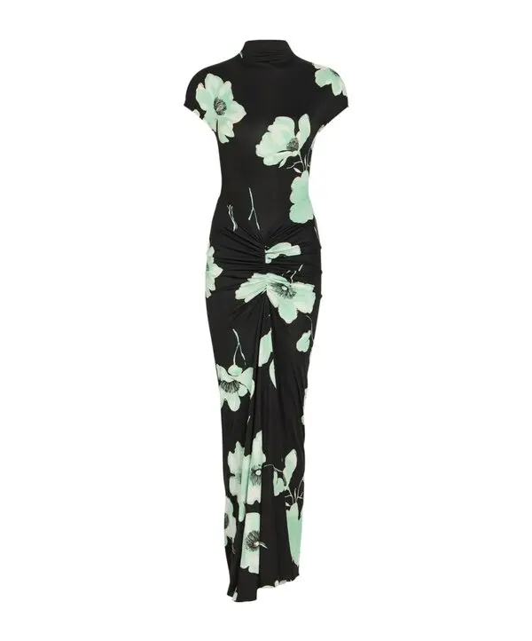 Alaïa Floral-print Jersey Maxi Dress