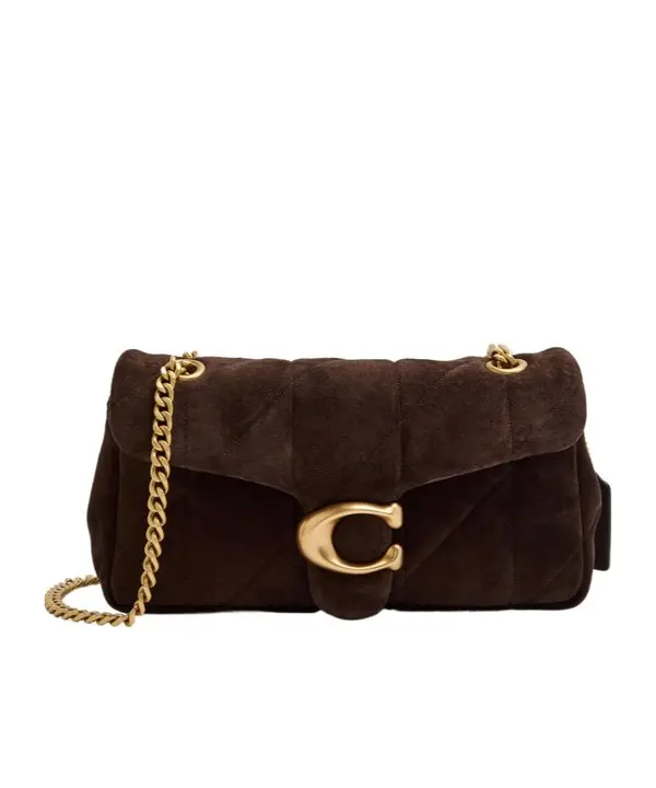 COACH Quilted Suede Shoulder Bag - Black