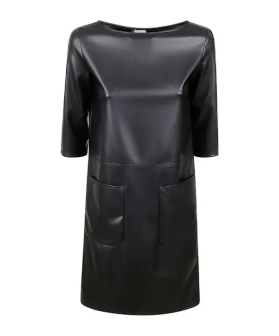 Max Mara Short Sleeve Crewneck Dress With Pockets