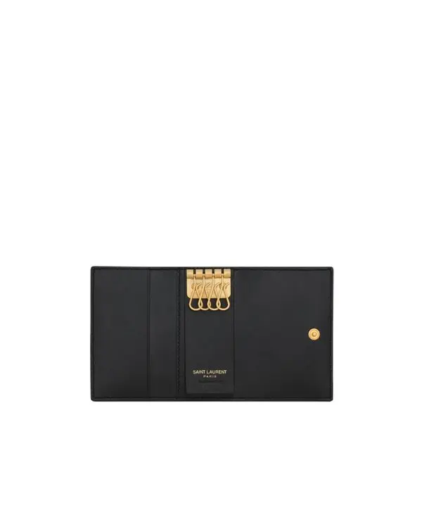 Saint Laurent Cassandre Matelassé Slim Key Case In Quilted Lambskin