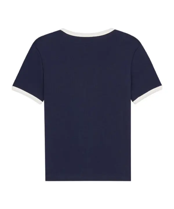 Saint Laurent Cassandre Ribbed Cotton Knit T-shirt - Navy/natural