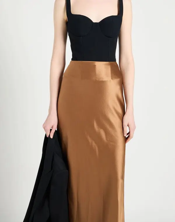 Saint Laurent Solid Color Satin Skirt