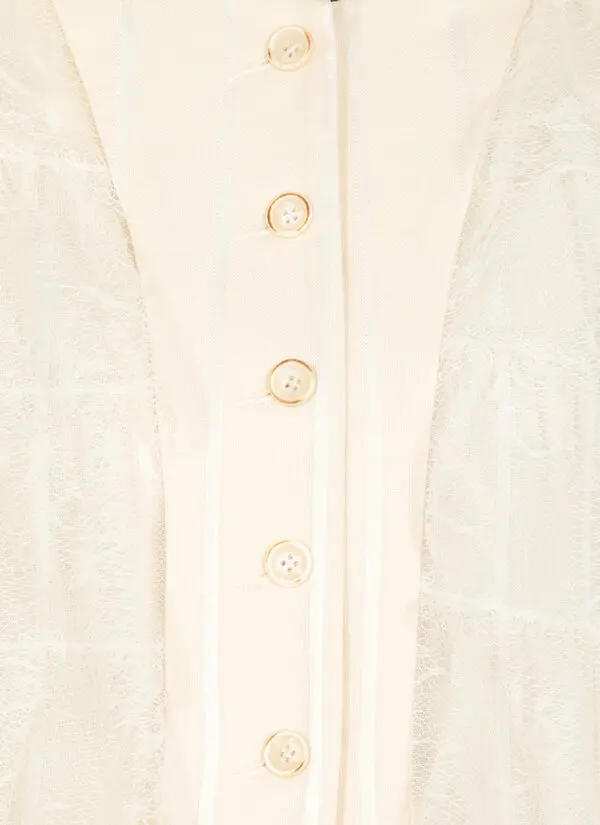 UMA WANG Layered Stripe Detail Single-breasted Coat - White