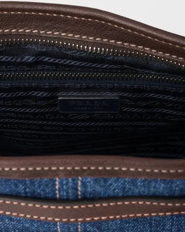 Prada Bonnie Large Denim And Leather Handbag