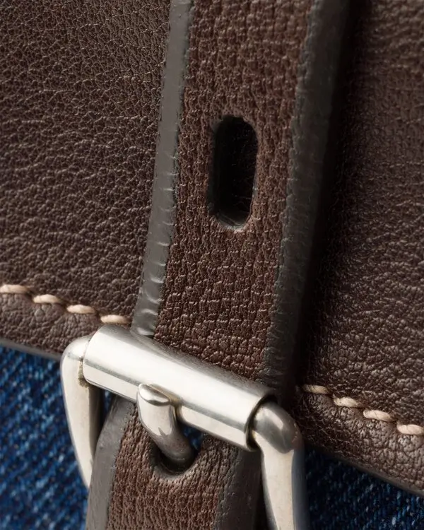 Prada Bonnie Large Denim And Leather Handbag