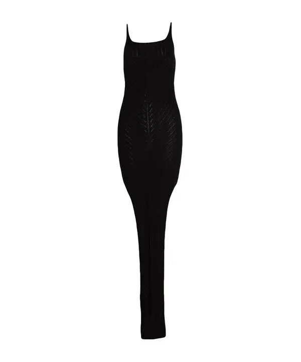 Rick Owens Sleeveless Scoop Neck Ribbed Knit Dress - Black