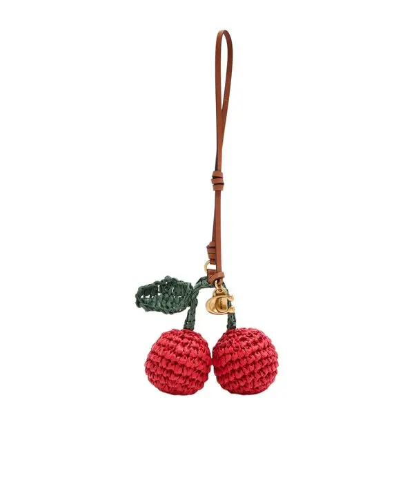 COACH Cherry-shaped Straw Bag Charm - Red