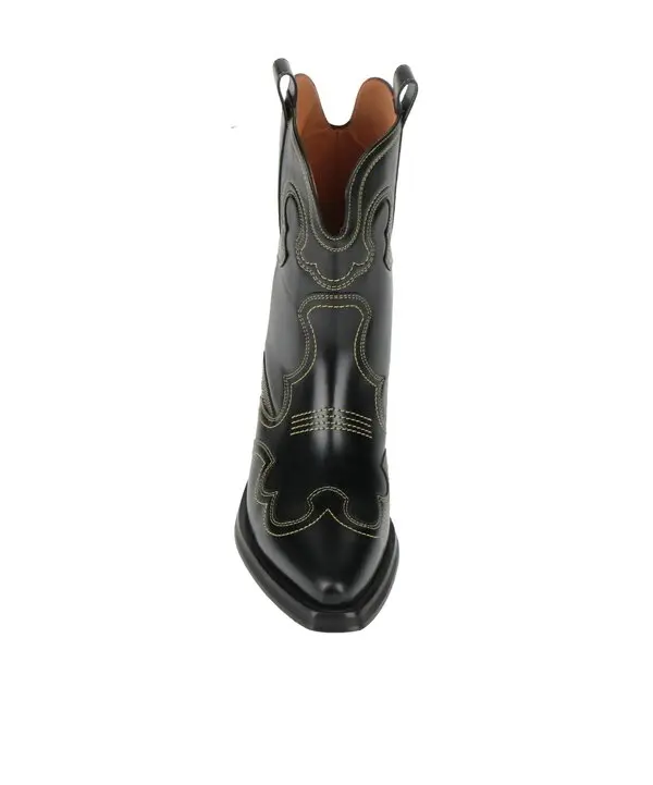 GANNI Leather Denim Ankle Boots