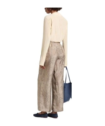 Brunello Cucinelli Loose Floral Satin Wide Leg Pants - Nude