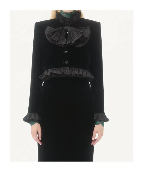 Valentino Garavani Cropped Jacket In Sablé Velvet