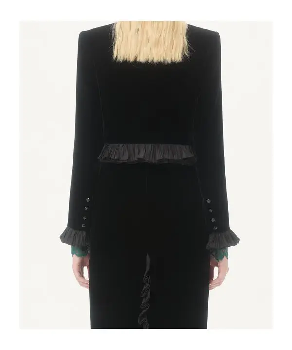 Valentino Garavani Cropped Jacket In Sablé Velvet