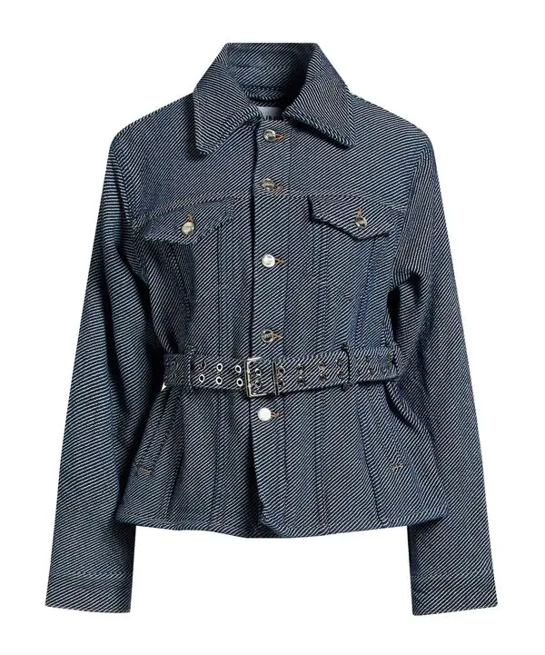 GANNI Stylish Striped Lace-up Coat
