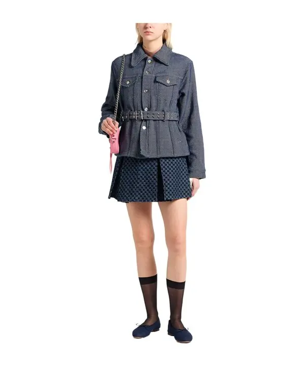 GANNI Stylish Striped Lace-up Coat