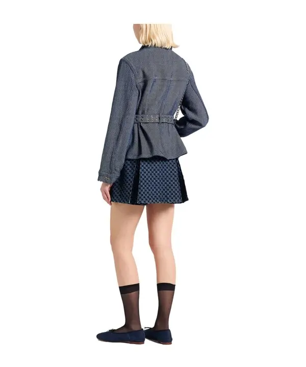 GANNI Stylish Striped Lace-up Coat