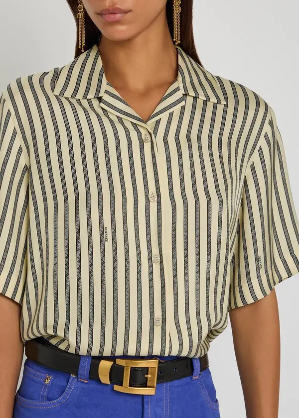 Versace Striped Silk Blouse