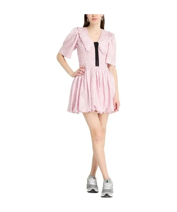 GANNI Checked Bubble Dress - Pink