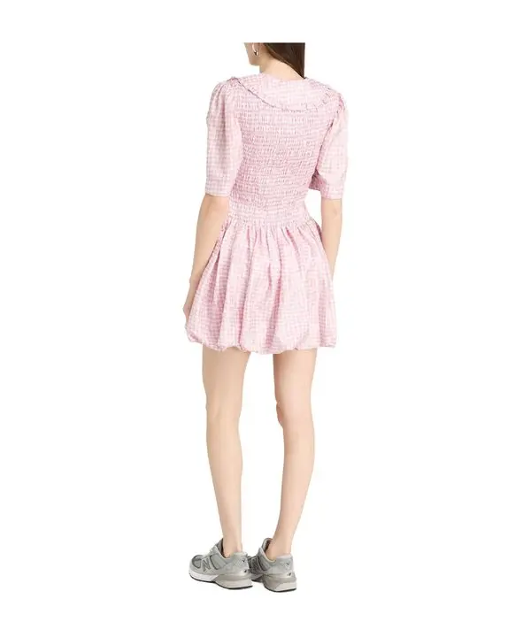 GANNI Checked Bubble Dress - Pink