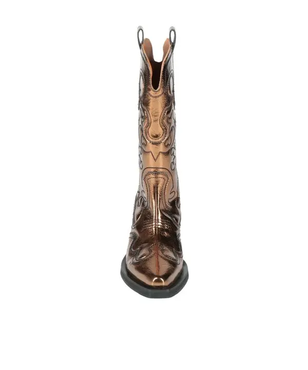 GANNI Simple Metallic-colored Cowboy Boots