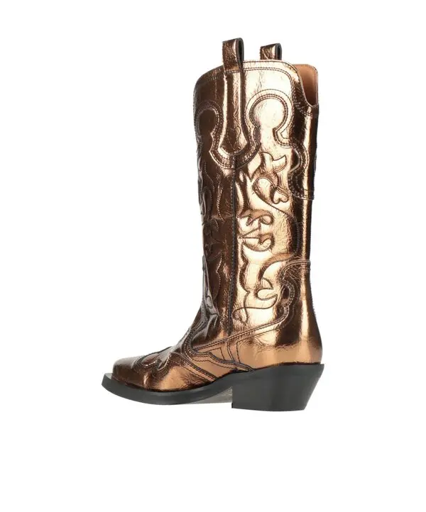 GANNI Simple Metallic-colored Cowboy Boots